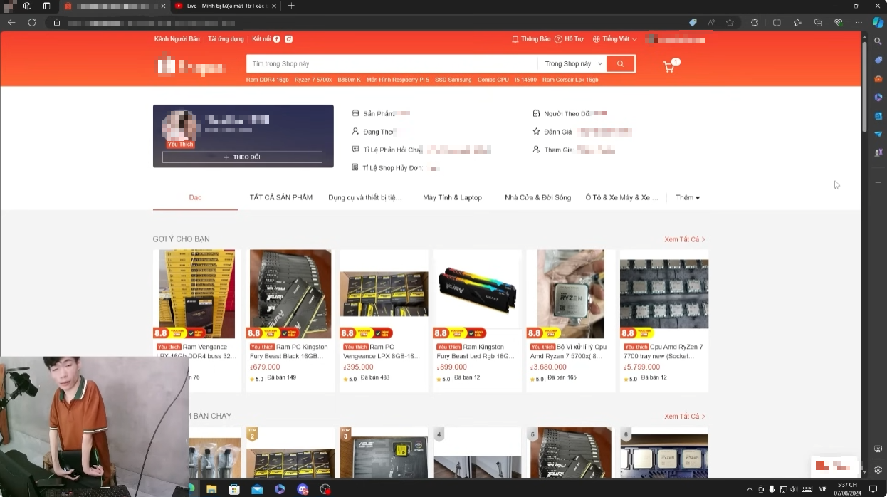 Mua Ram trên Shopee, streamer LMHT ngỡ ngàng khi nhận hộp không