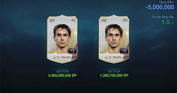 FIFA Online 3: Dân chơi nâng cấp thẻ Gary Neville World Legend +4